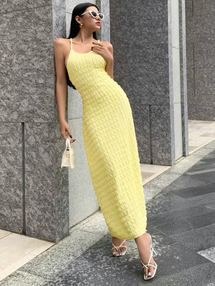 Yellow-Backless-Sexy-Maxi-Dress-Spaghetti-Strap-Summer-Bandage-Dress ...