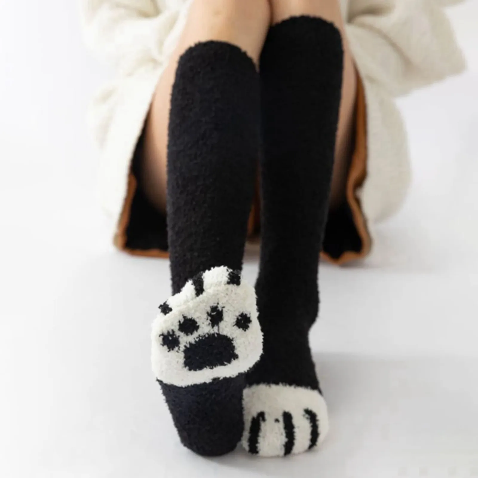 Kawaii-Cartoon-Socks-For-Women-Cute-Cat-Paw-Pattern-Stockings-Coral ...