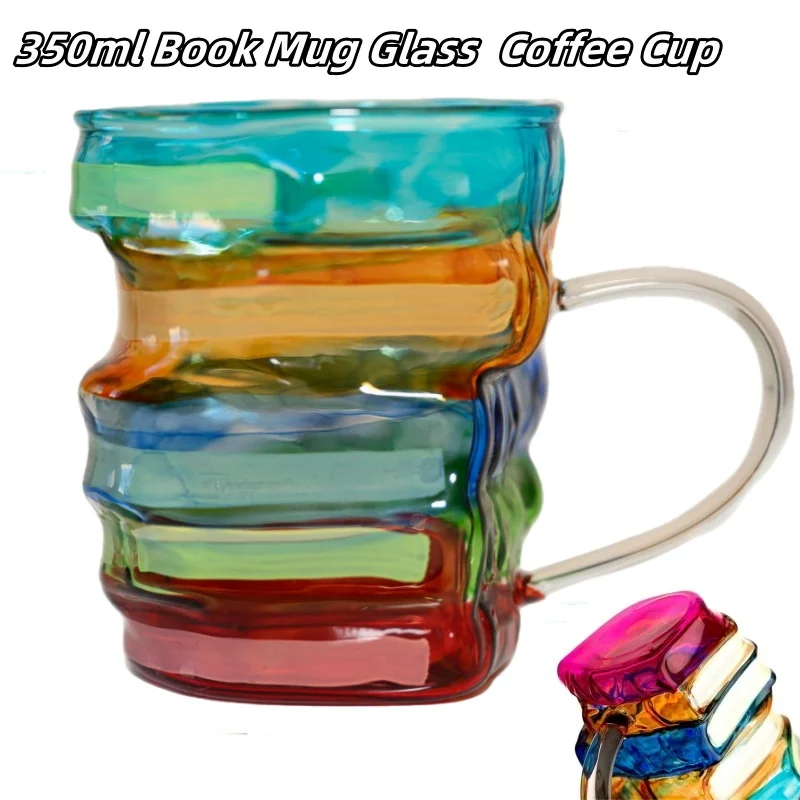 Vintage Book Mug 350ml Lead-Free Glass Reading/Study Coffee Cup for ...