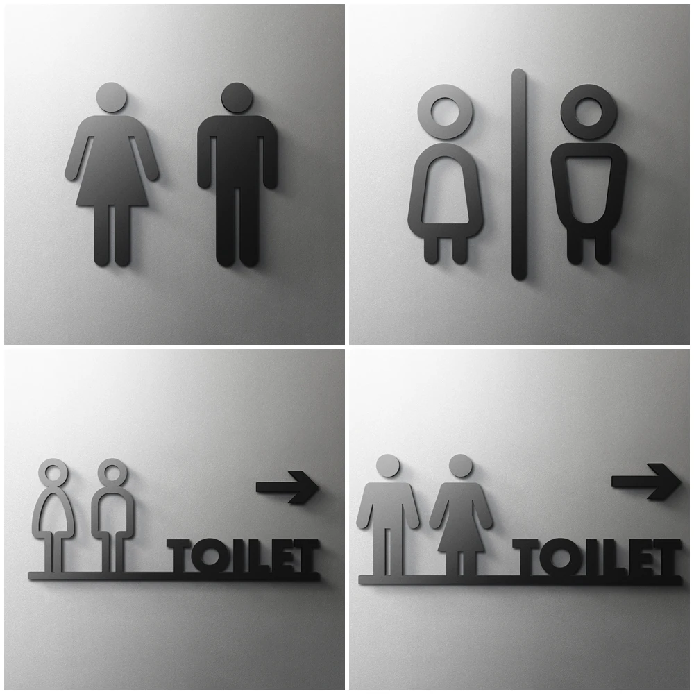 Matte-Acrylic-Floating-3D-Relief-Arrow-Toilet-Sign-Plate-Elegant-Wash ...