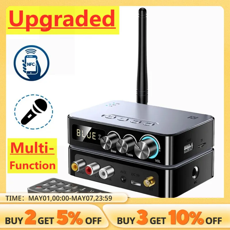 NFC-1200Mah-Bluetooth-5-0-Receiver-Transmitter-Stereo-3-5mm-AUX-Jack ...
