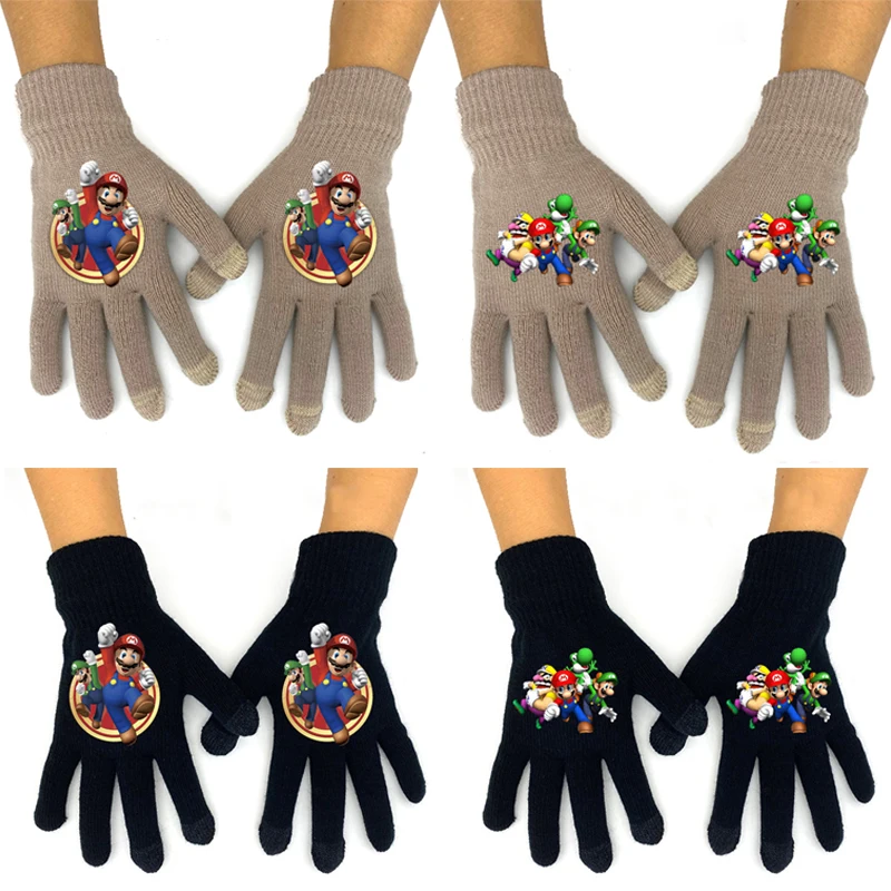 Super-Mario-Bros-Children-Knitted-Gloves-Warm-Full-Finger-Mittens ...