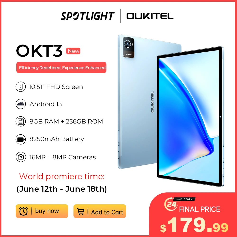 [World Premiere] Oukitel OKT3 Tablet 10.51" FHD, 8250mAh, 8GB 256GB ...