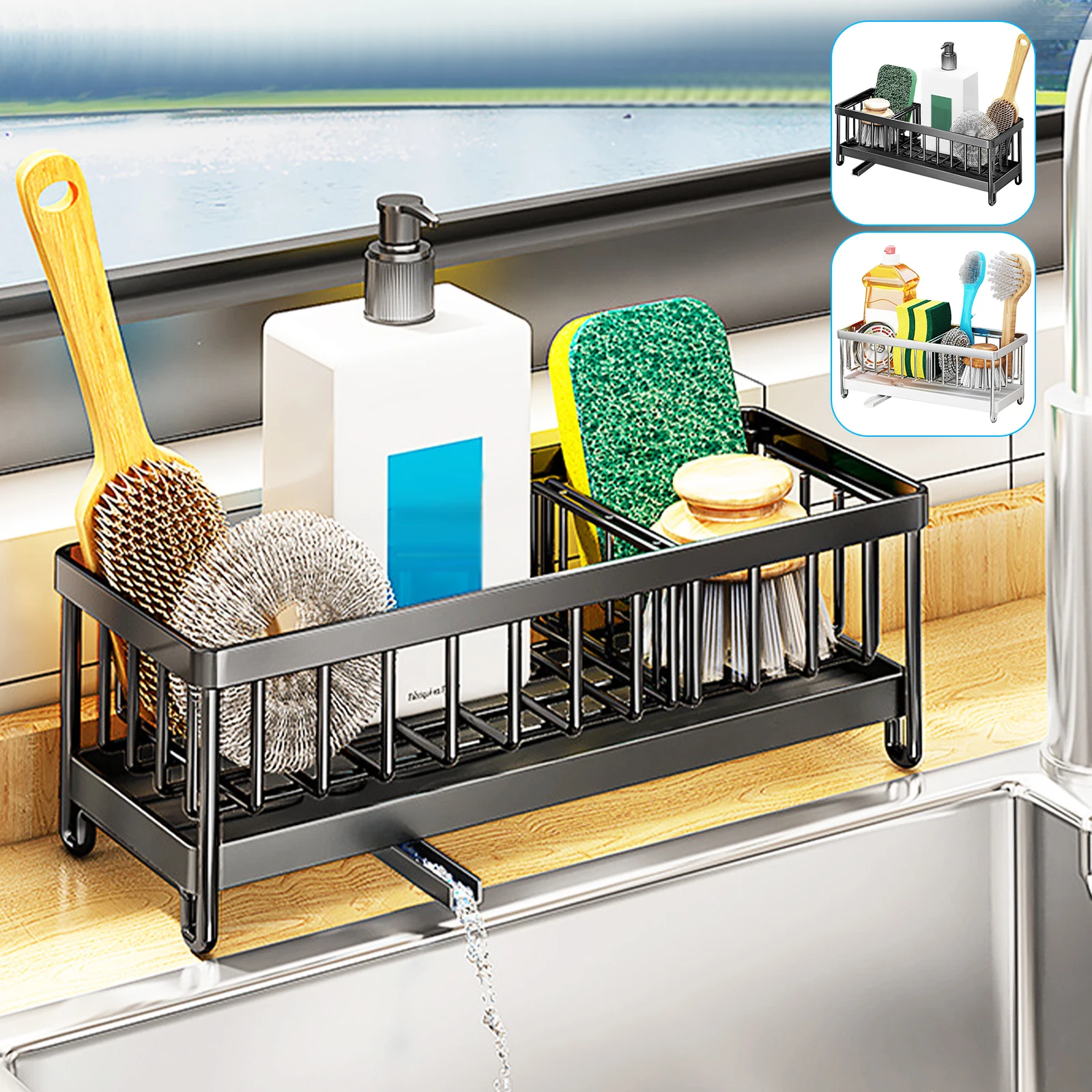 304-Stainless-Steel-Sponge-Holder-para-Kitchen-Sink-Caddy-Stand-Drain ...