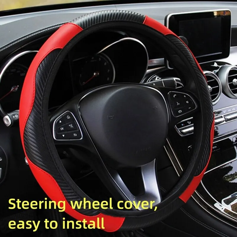 1-PCS-Car-Steering-Wheel-Cover-Breathable-Anti-Slip-PU-Leather-Steering ...