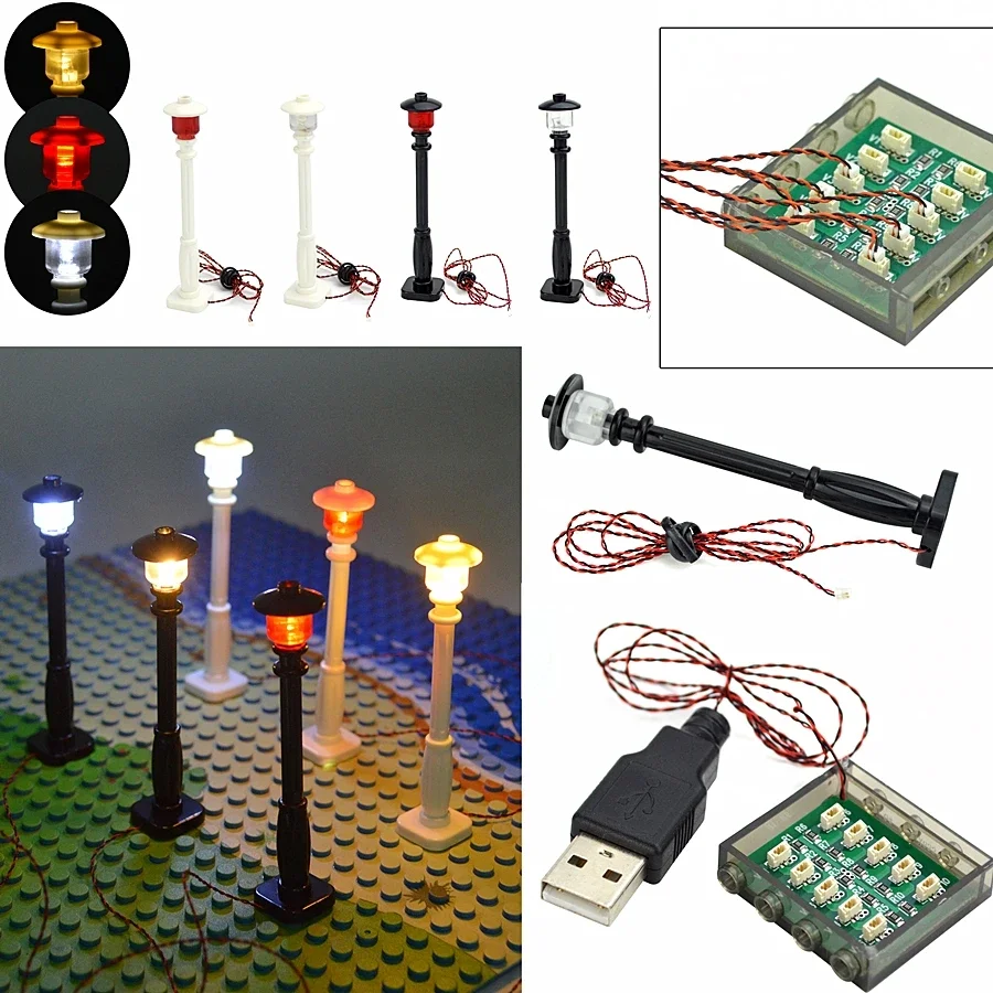MOC LED Light Wire Building Blocks USB Lamp DIY Street Light City ...