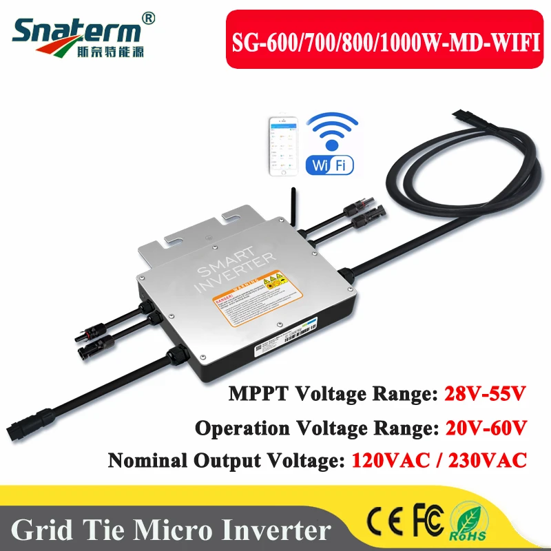 Sgmd 600w 700w 800w 1000w Solar Grid Tie Micro Inverter With Wifi Smart ...