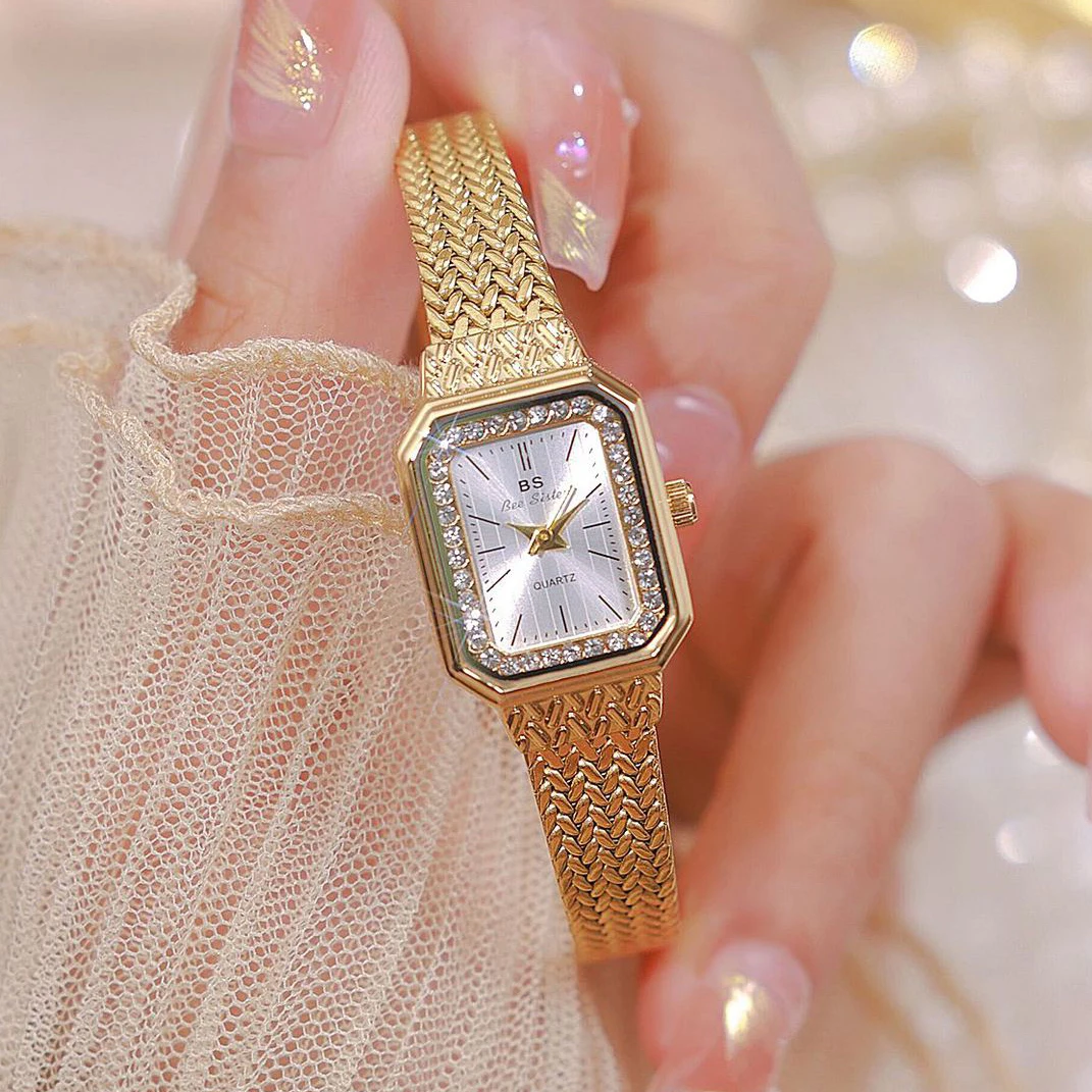 Luxury-Fashion-Watches-For-Womens-Gold-Classic-Square-Rhinestone-Ladies ...