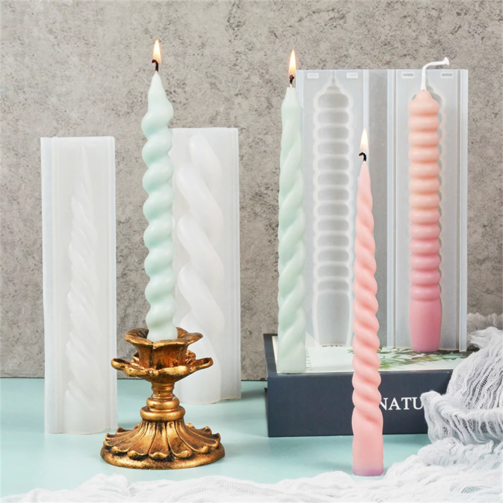 Diy Long Rod Twisted Candle Silicone Mold Geometry Candle Making Resin Soap Chocolate Mold Gifts ...