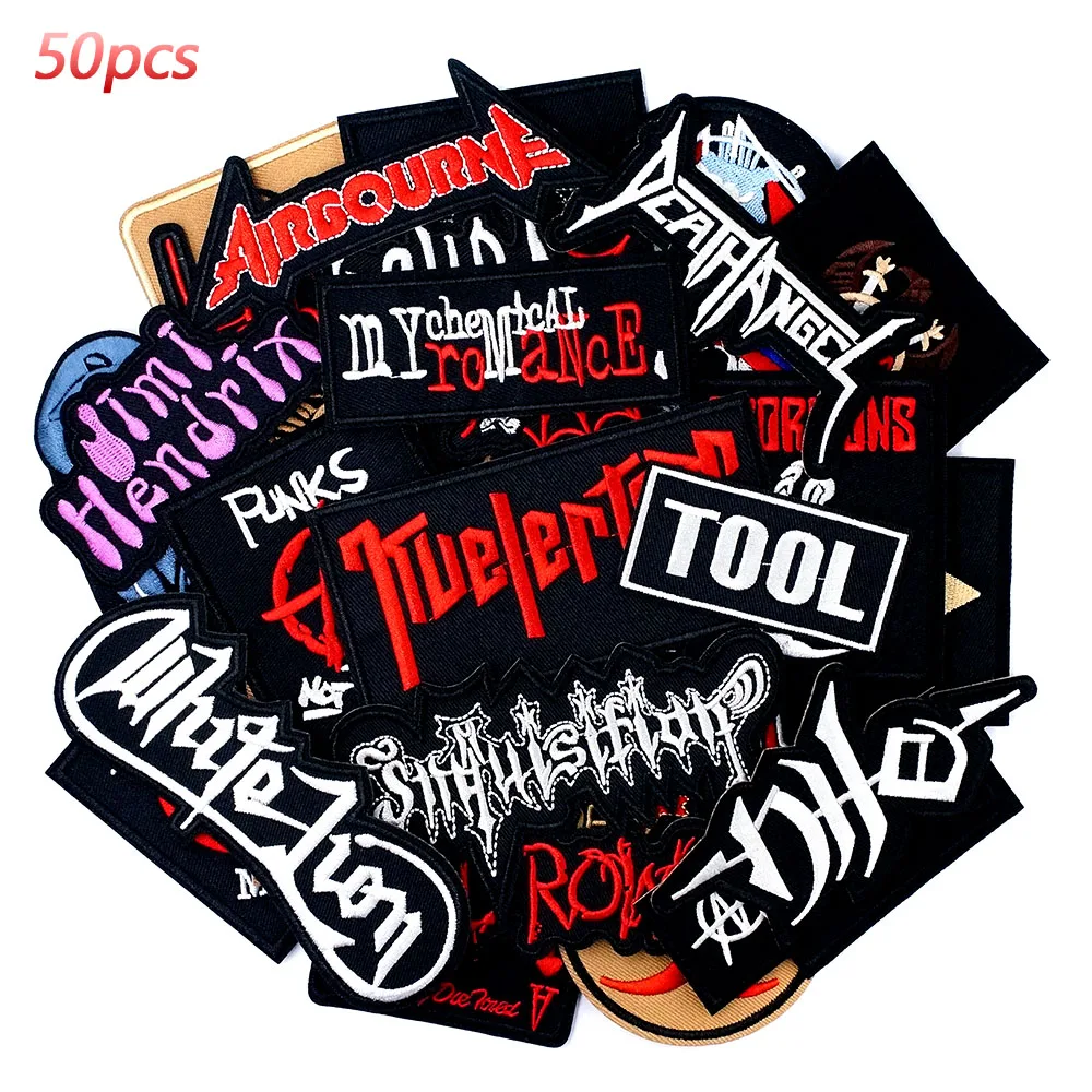 50Pcs-Lot-BAND-Decoration-Patches-Embroidery-Applique-Ironing-Clothing ...
