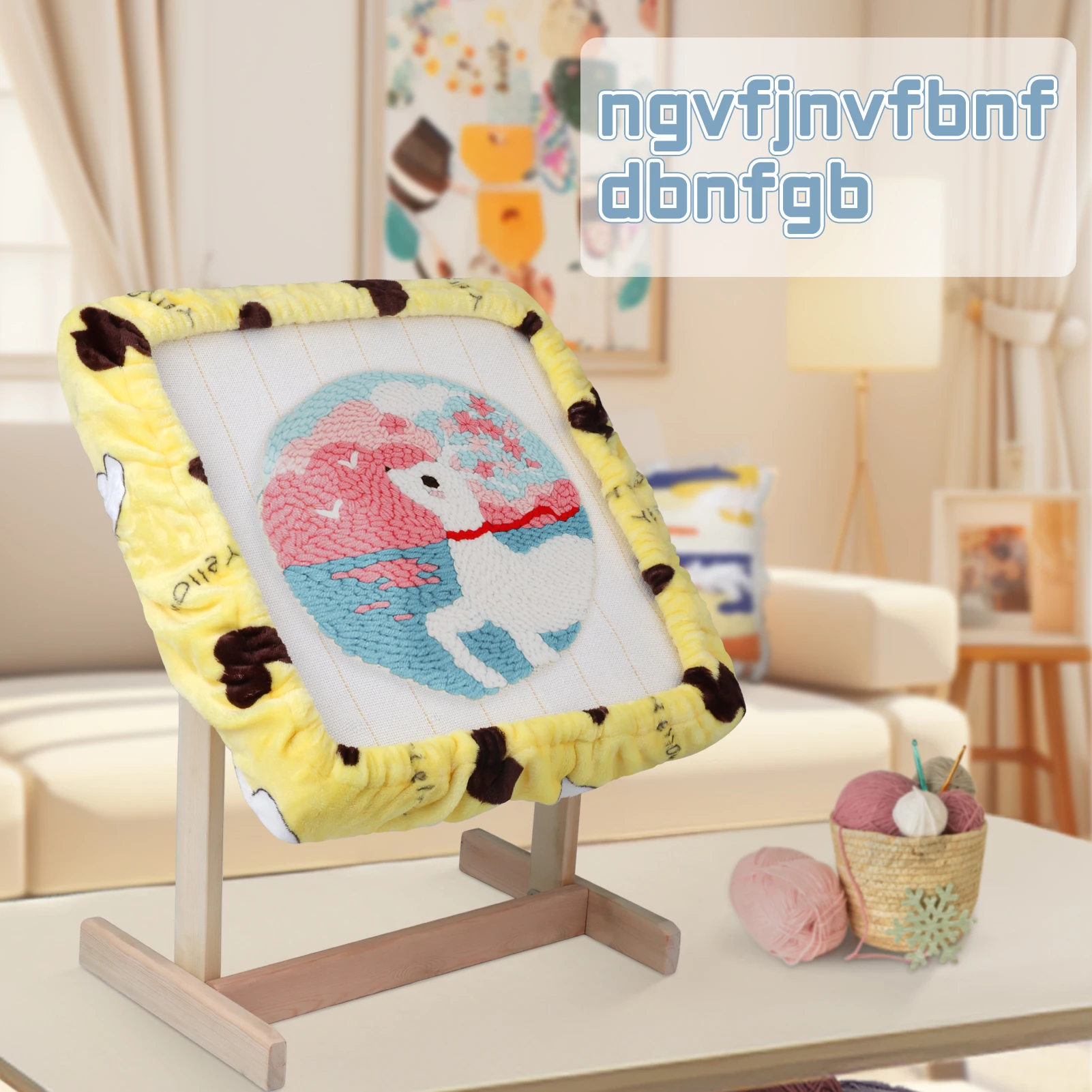 40cm Square Embroidery Hoop Wooden Gripper Strip Frame With Stand For ...