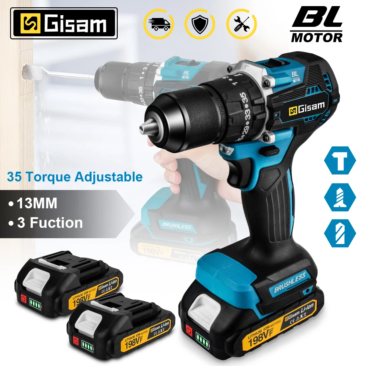 Gisam-13mm-35-3-Torque-Brushless-Electric-Impact-Drill-Cordless-Drill ...