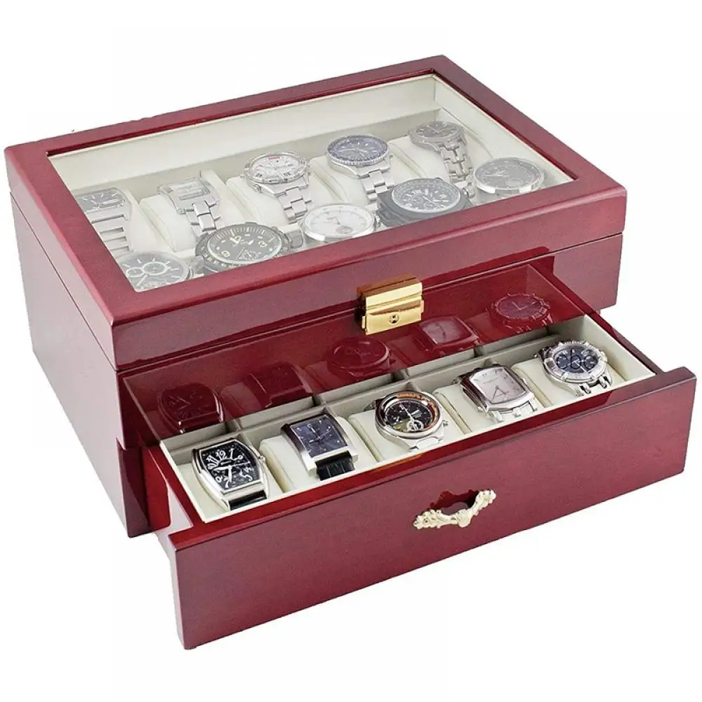 Luxury Red Painted Wooden Watch Boxes Storage Organizer Box Watch Box ...