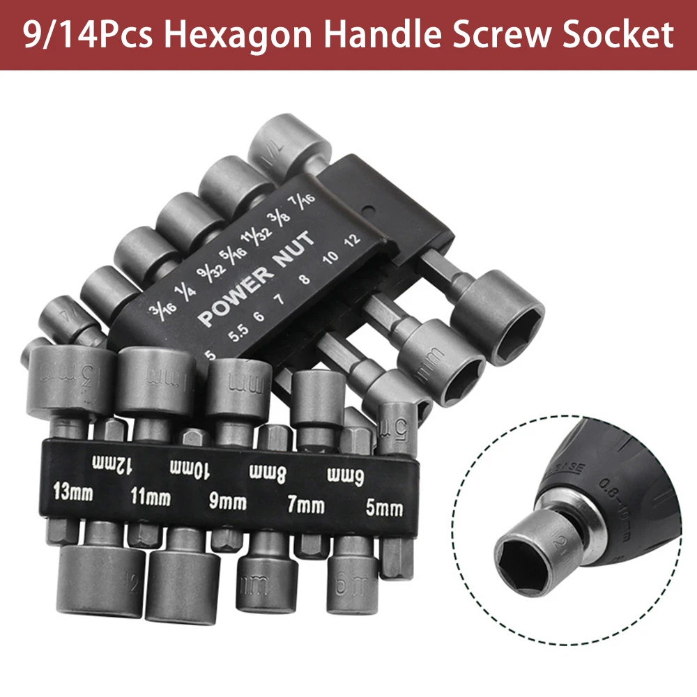 9-14Pcs-5-12mm-Hex-Socket-Screw-Sleeve-Nozzles-Nut-1-4-In-Hexagonal-Nut ...