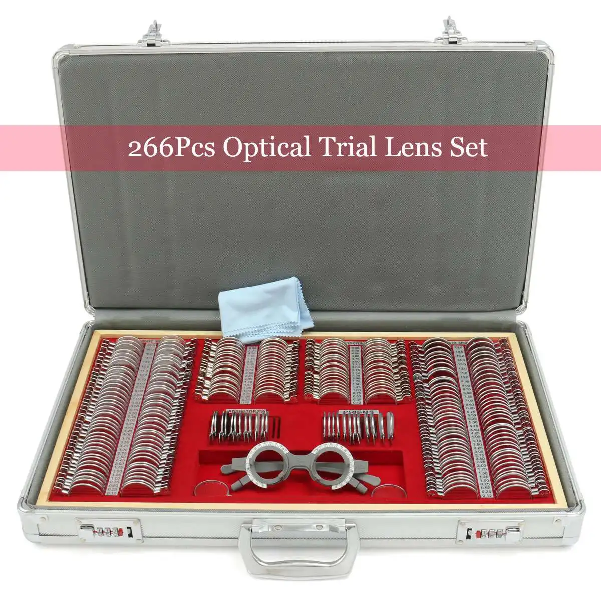 Optometry-Test-Optical-Trial-Lens-Set-Metal-Rim-Aluminium-Case-Optical ...