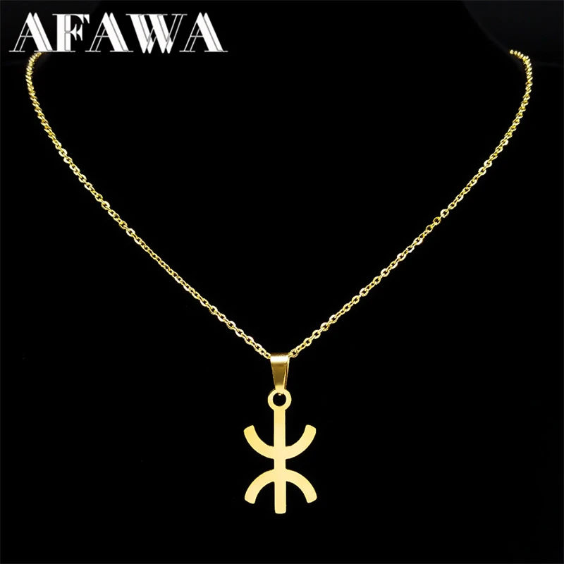 Africa Berbers Symbol Pendant Necklace Stainless Steel Gold Color ...