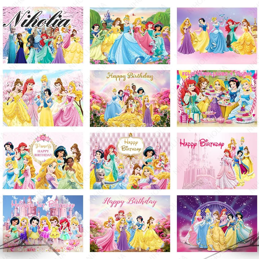 Disney-Princess-Theme-Photo-Backdrop-Princess-Girls-Kid-1st-Happy ...