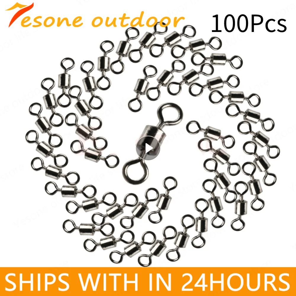 100pcs Fishing Connector Fishing Goods Sports Swivel Pin Bearing ...