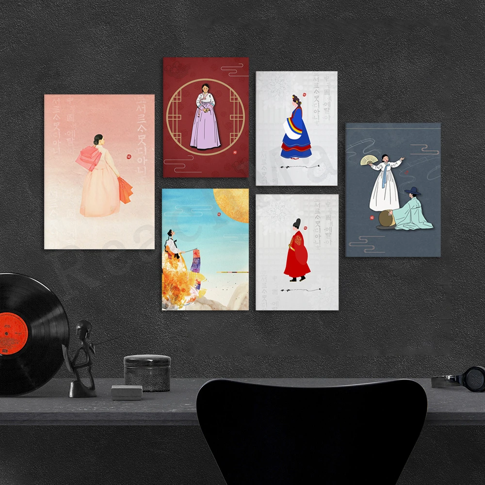 Korean-Wedding-Poster-Hanbok-Culture-Sunrise-Landscape-Wall-Art-Canvas ...