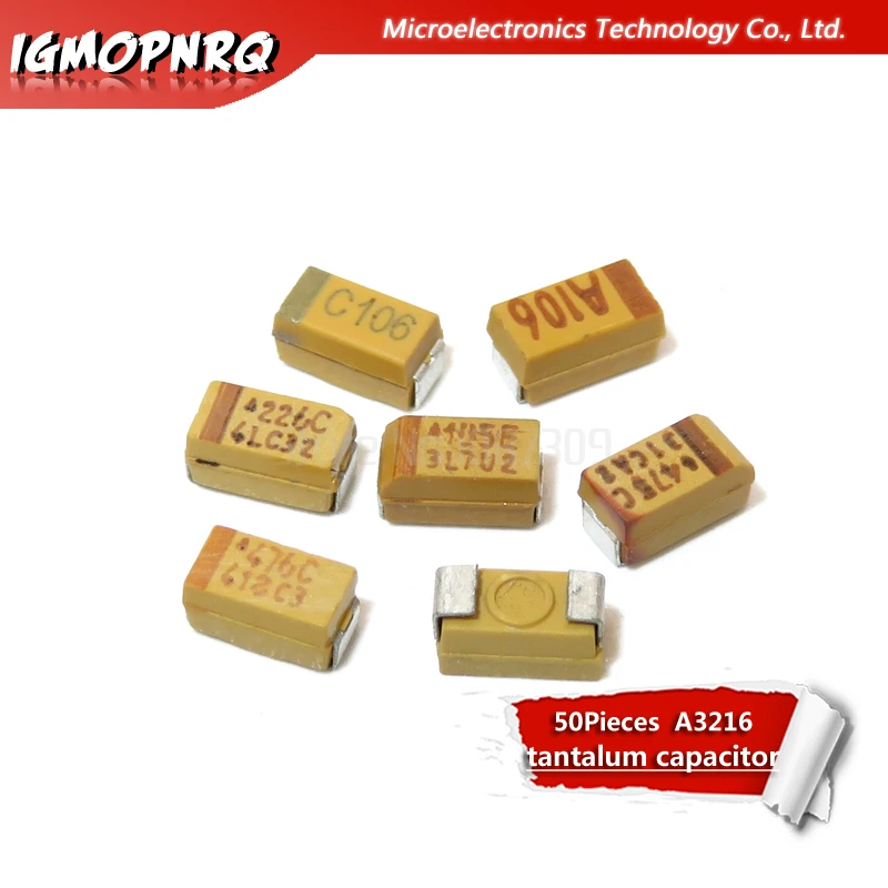 50pcs A 3216 16V1UF 16V4.7UF 16V10UF 16V22UF 10V10UF 25V1UF 16V47UF SMD ...