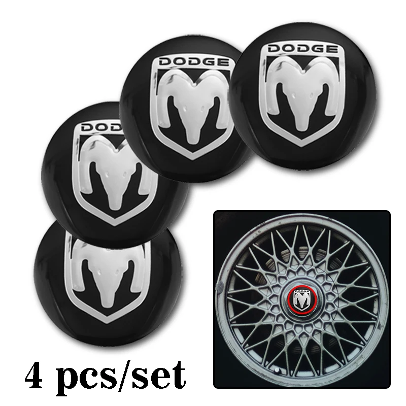 4Pcs Auto Center wheel hub Stickers For Dodge Caliber Ram 1500 Caravan ...