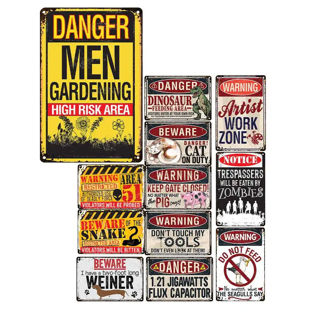 Beware of Animal Metal Sign Snake Danger Sign Wall Decor Farm Home Park ...