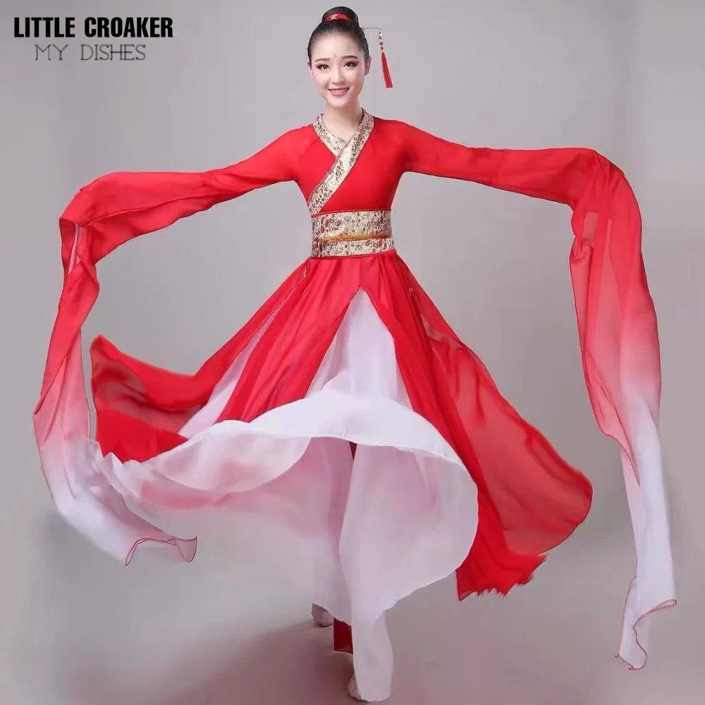 Ropa de baile de manga de agua, traje Hanfu de baile Jinghong, ropa de ...