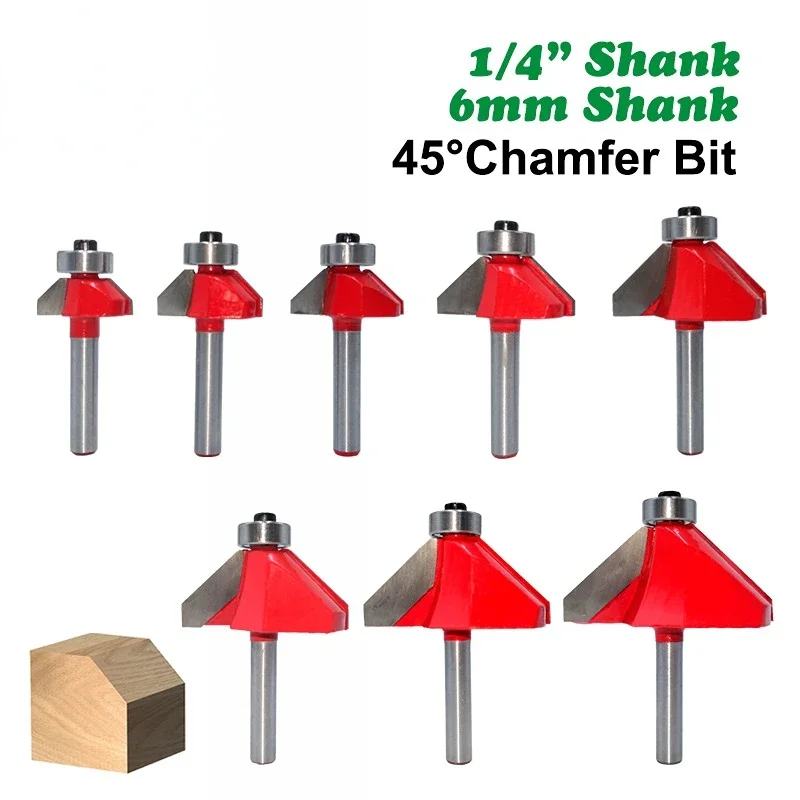 1pc-6mm-6-35mm-Shank-45-Degree-Chamfer-Router-Bit-Edge-Forming-Bevel ...