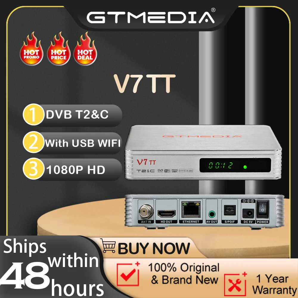 GTMEDIA V7 TT Ground Signal Receiver，1080P Full HD DVB-T/T2/DVB-C/J.83B ...