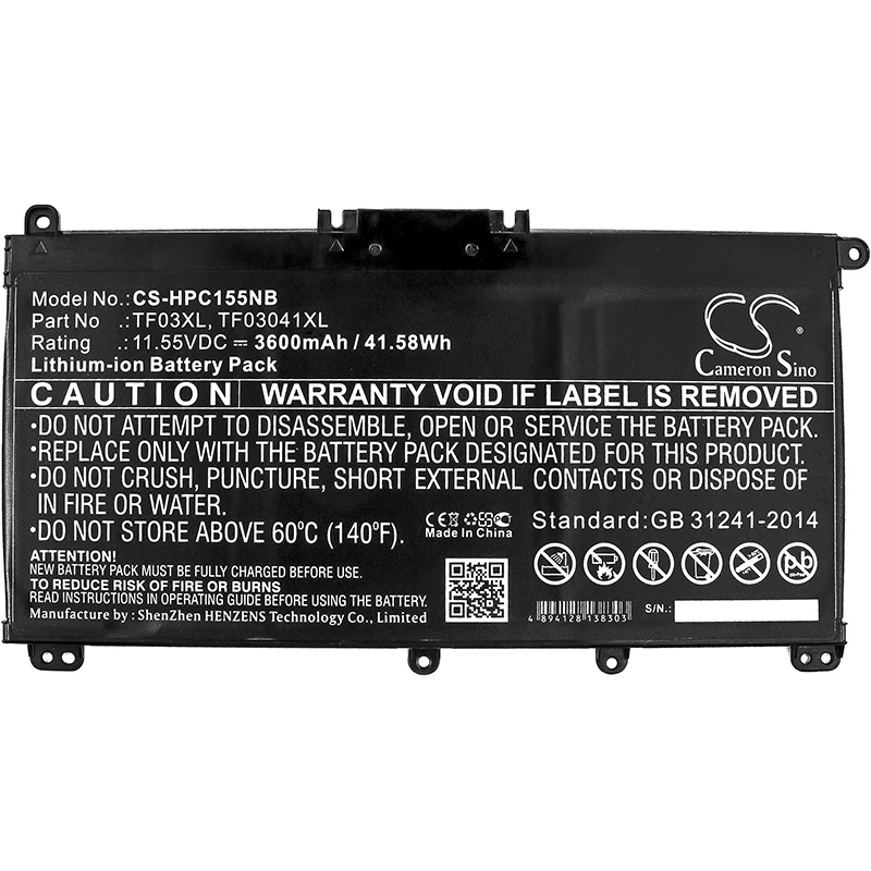 Li-ion Notebook, Laptop Battery for HP,11.55v,3600mAh,Pavilion 15-CC ...