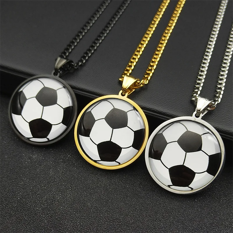 Football-Soccer-Glass-Pendant-Necklace-for-Men-Women-Gold-Color ...