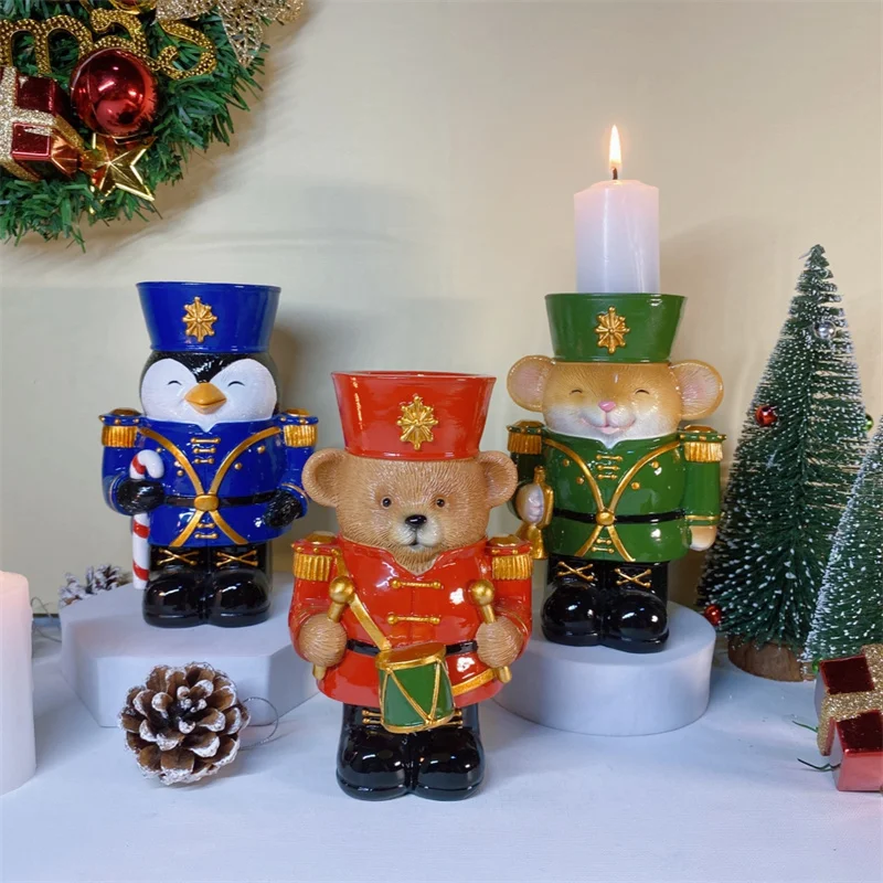European-Resin-Nutcracker-Candlestick-Animal-Soldier-Figurines ...