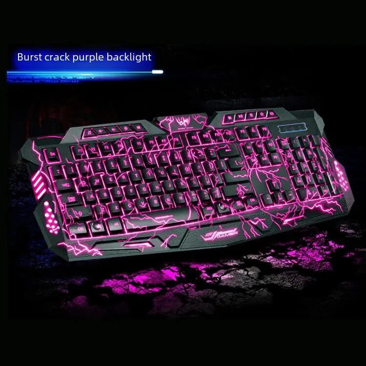 Tri-color-Backlight-Explosive-Crack-Mechanical-Feel-Gaming-Keyboard ...