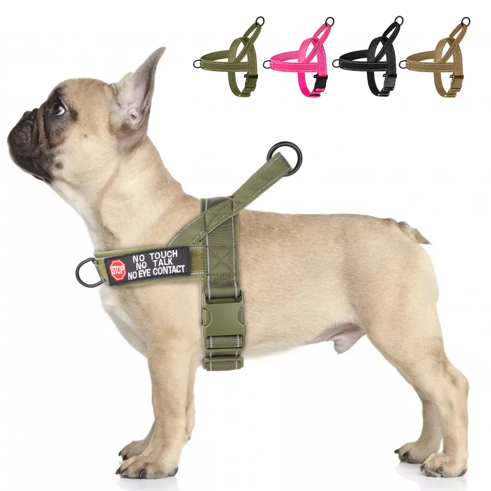 Nylon-Tactical-Military-Dog-Harness-With-Sticker-Reflective-Dog ...