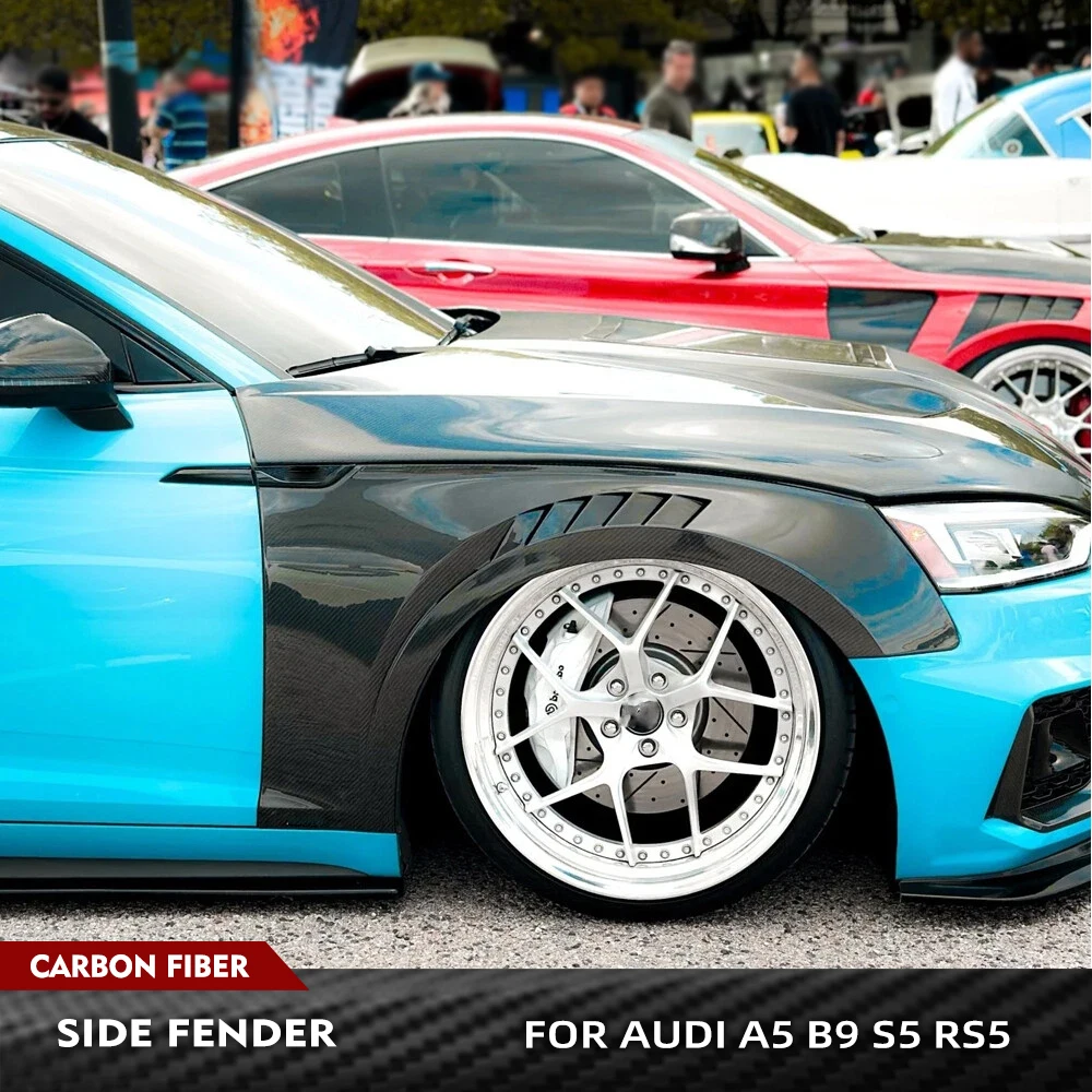 For Audi A5 B9 S5 RS5 2017-2020 Carbon Fiber Car Front Side Fender Fins ...