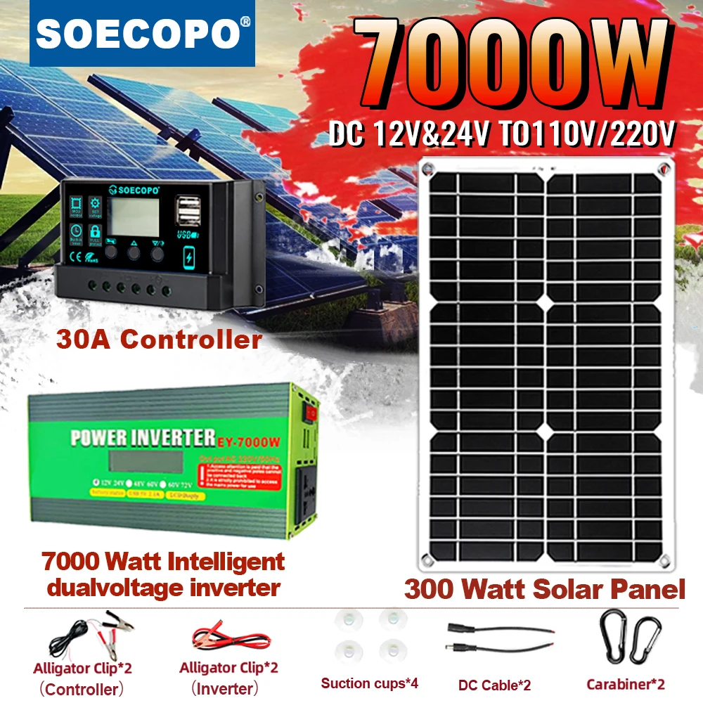 7000W Solar Energy System with Panel and Dual Voltage Inverter for ...