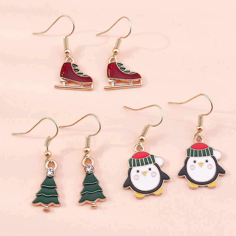 New Merry Christmas Earrings Sets Fashion Santa Claus Deer Tree Star Bell Snowman Earrings Charms Women New Year Jewelry Gifts AliExpress