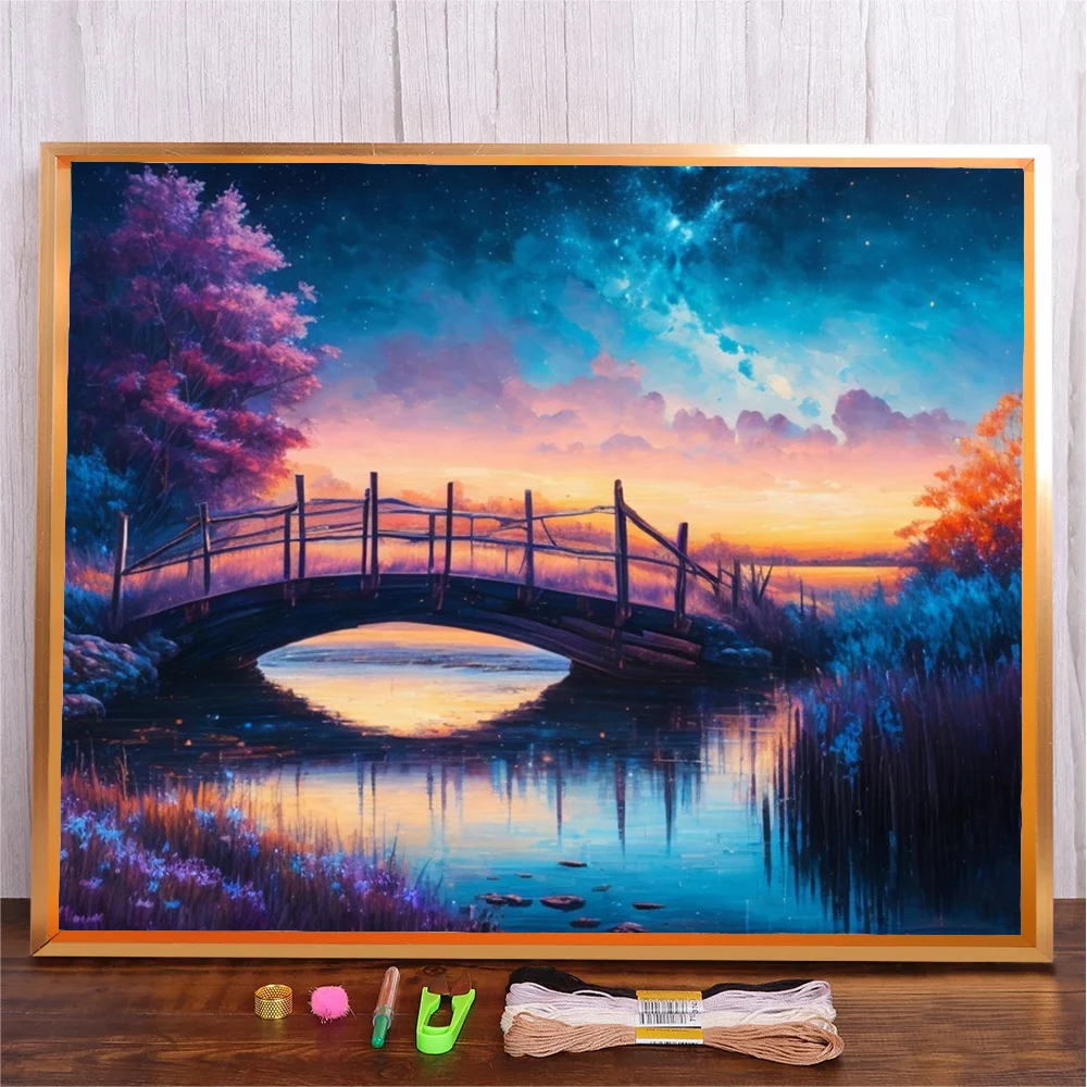 Complete-DMC-Threads-Cross-Stitch-Kit-For-Beginner-Set-Landscape ...