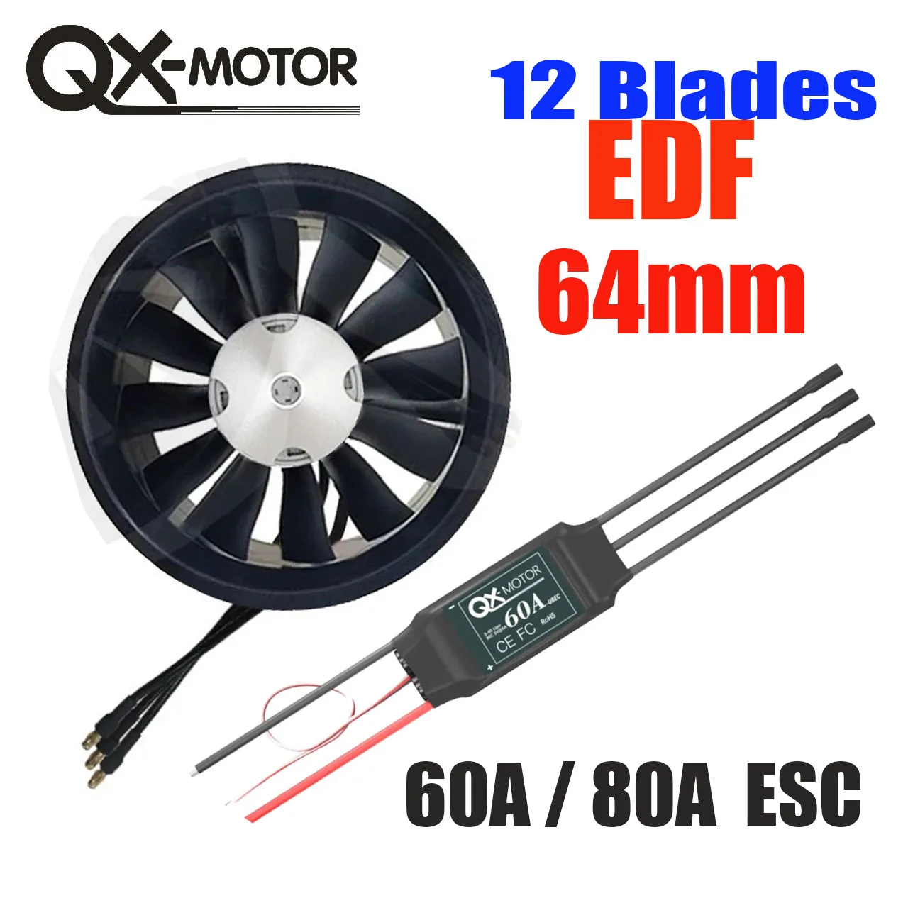 QX-MOTOR-64mm-12-Blades-EDF-Ducted-Fan-QF2822-2200KV-2400KV-3500KV ...
