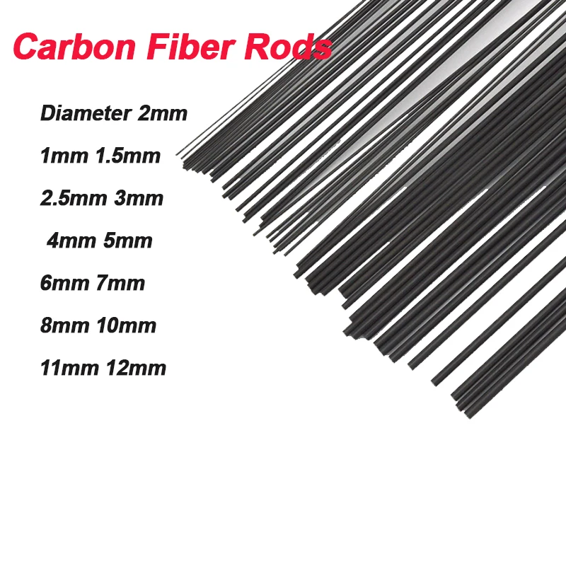 4pcs 8pcs Carbon Fiber Rods For RC Airplane Matte Pole 2mm 1mm 1.5mm 2 ...