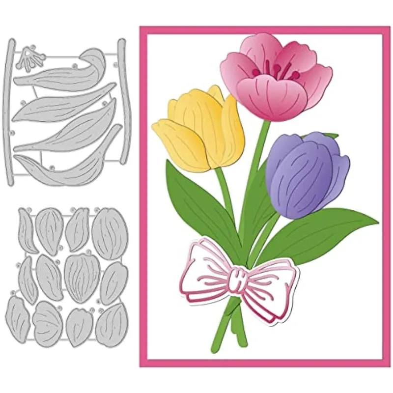 2Pcs-Tulip-Cutting-Die-Metal-Flowers-Leaves-Stems-Die-Cuts-Embossing ...