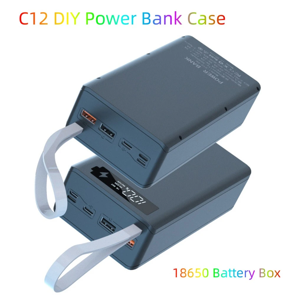 C12 18650 Battery Power Bank Case Charger Box Holder Dual USB LCD ...