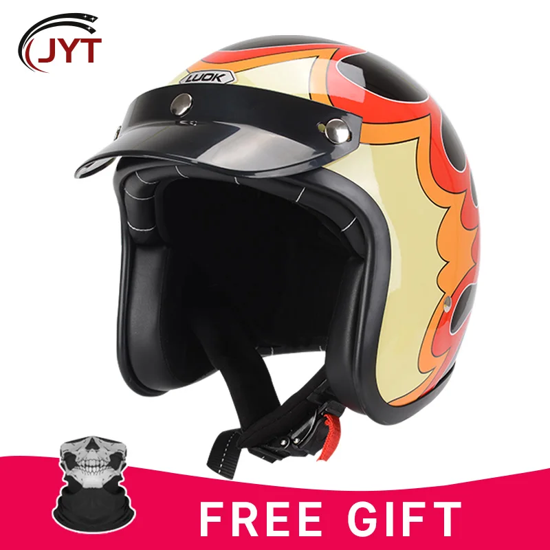 DOT-Retro-Open-Face-Motorcycle-Low-Profile-Helmets-3-4-Half-Helmet ...