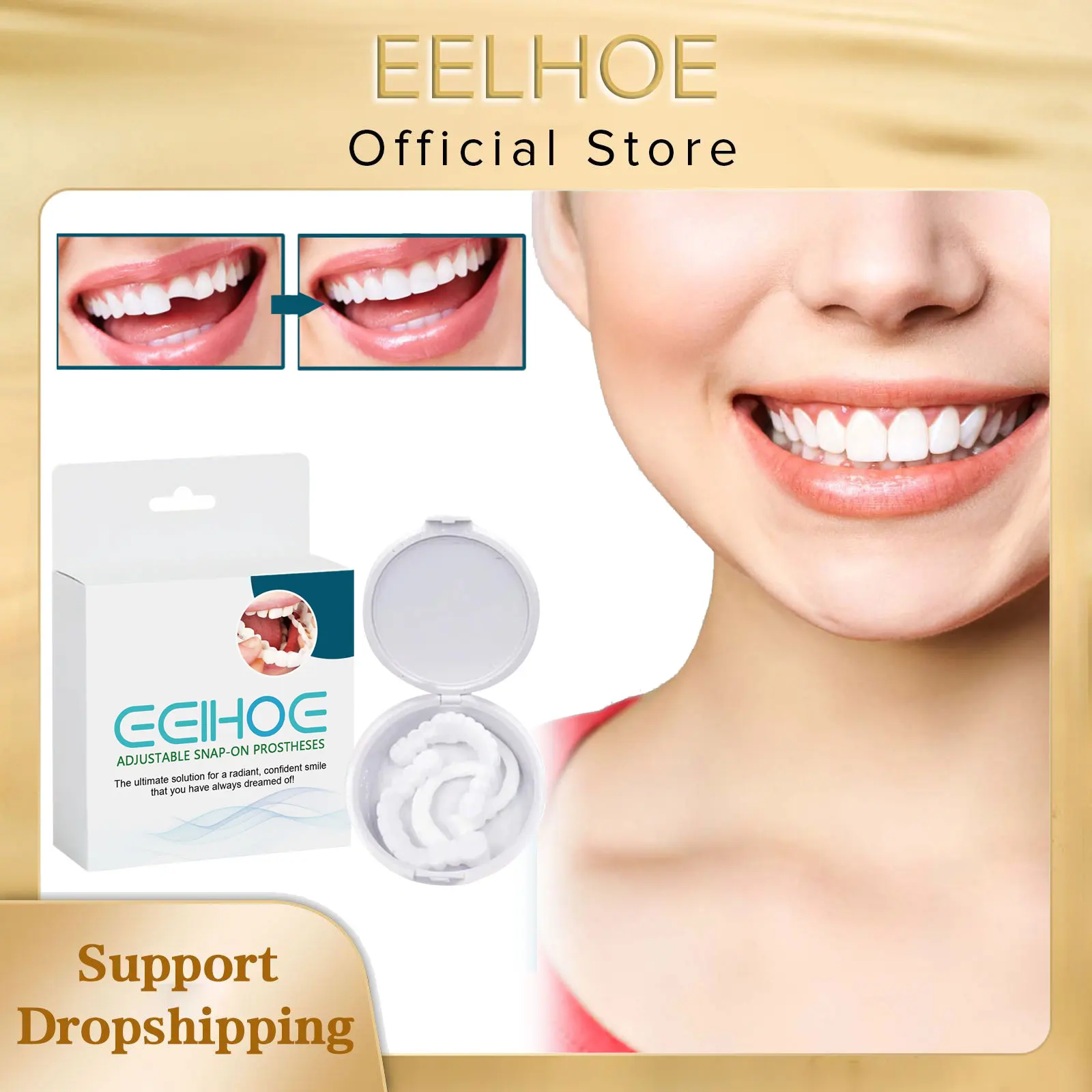 EELHOE-Snap-on-Veneers-Teeth-Cosmetic-Upper-Lower-Temporary-Tooth ...
