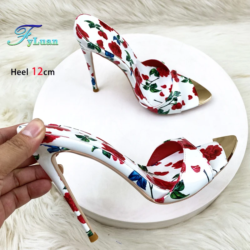 Summer Fashion Print High Heel Slippers For Women Stiletto 12CM Fashion ...