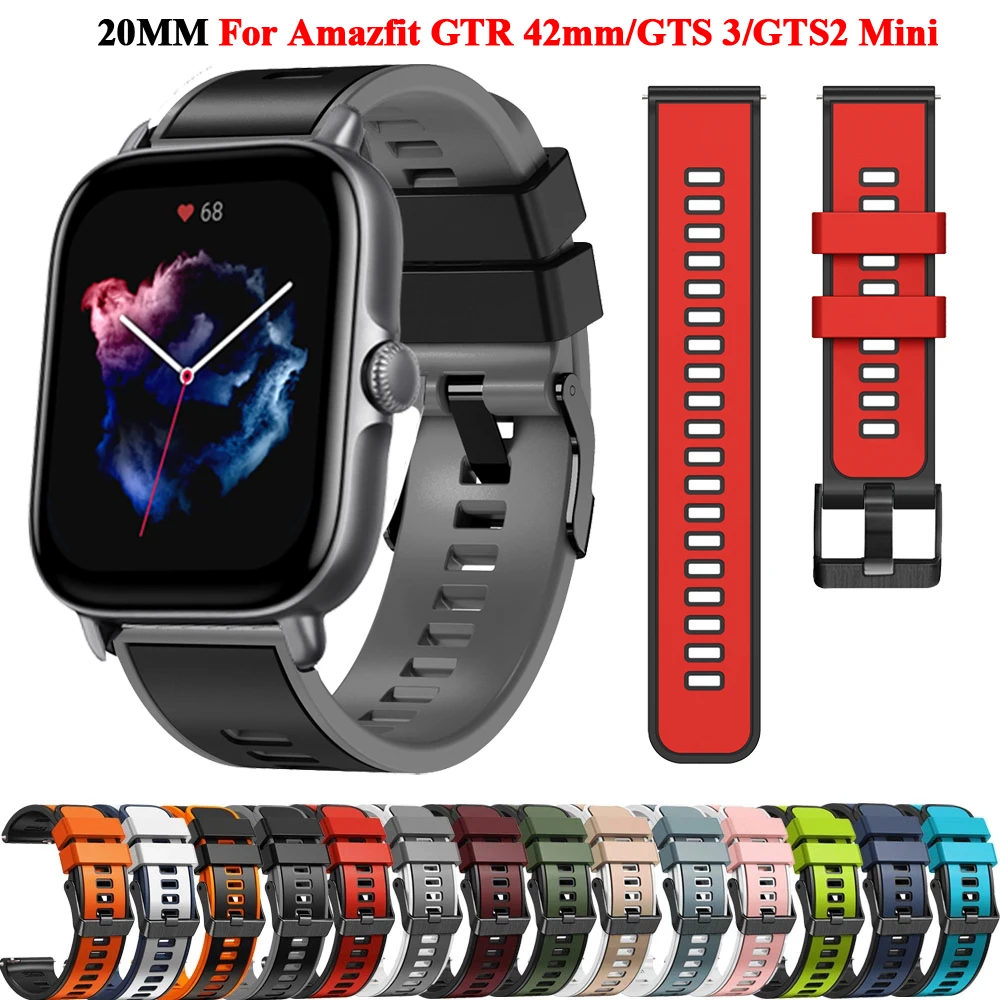 20mm 실리콘 팔찌 Correa Amazfit GTS 3 42mm 손목 스트랩 Xiaomi Amazfit GTS2 Mini ...