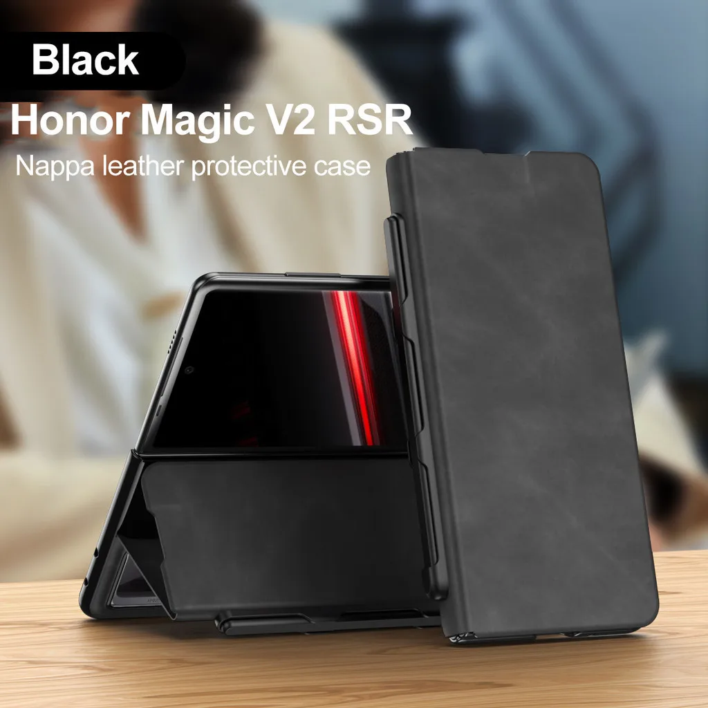 Luxury-Retro-Leather-Case-For-Honor-Magic-V2-RSR-Porsche-Design-With-Stand-Function-Full ...