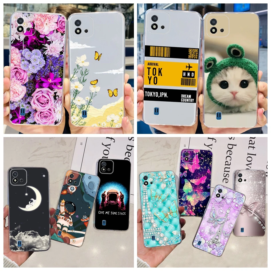 For Realme C11 2021 Case Cute Astronaut Butterfly Painted Soft Tpu Back ...