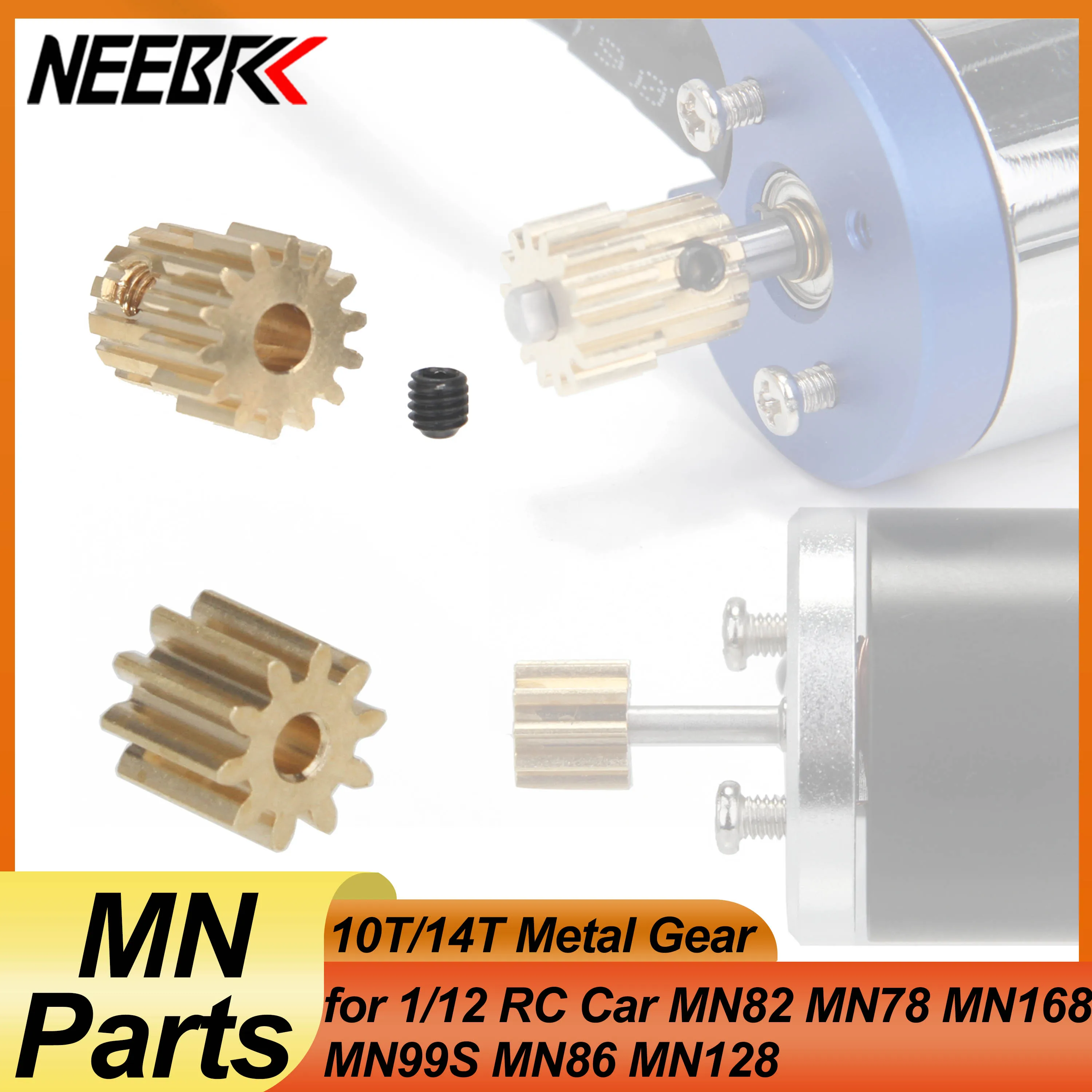 Metal Gear 10T 14T Copper Motor Pinion for RC Car Crawler MN Model MN82 ...