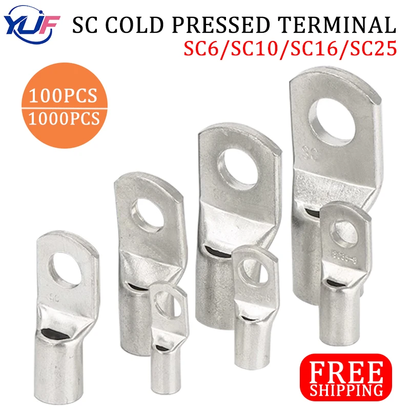 100-1000pcs-SC-Type-Wire-Nose-Terminal-SC6-SC10-SC16-SC25-Bare-Copper ...